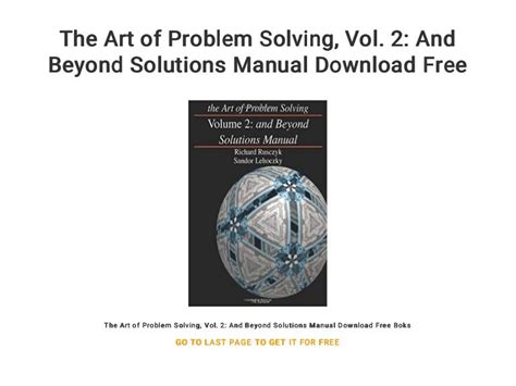 The Art Of Problem Solving Vol 2 And Beyond Solutions Manual Dow