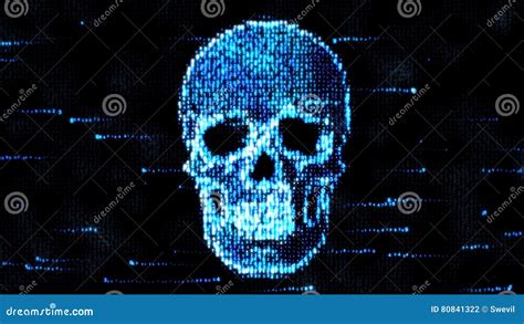 security concept skull of binary code stock illustration