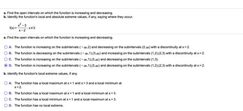Solved A Find The Open Intervals On Which The Function Is