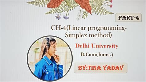 Mathematics Bcomhonours Delhiuniversity 2nd Year Simplexmethod