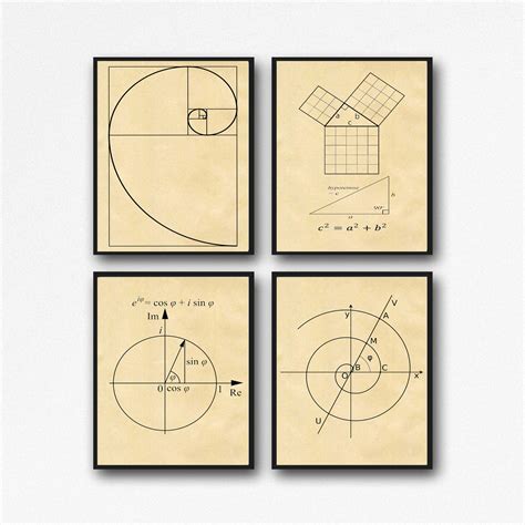 Buy Math Set Of Math S Fibonacci Golden Spiral Pythagorass Theorem Eulers Formula Archimedean