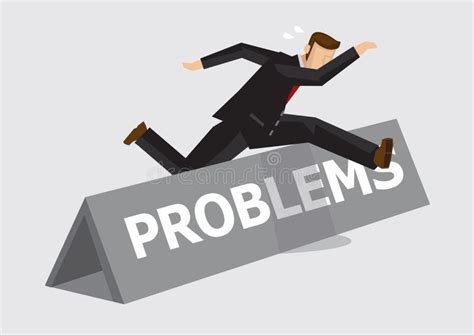 Empresario Superando Problema Obstáculo Ilustración De Vectores De