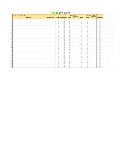 Free Template Video Progress Checkbox Pdf