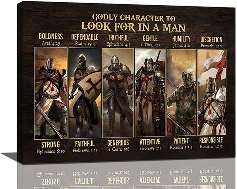 Lh138hb Warrior Scripture Wall Art Knights Templar Bible Verses