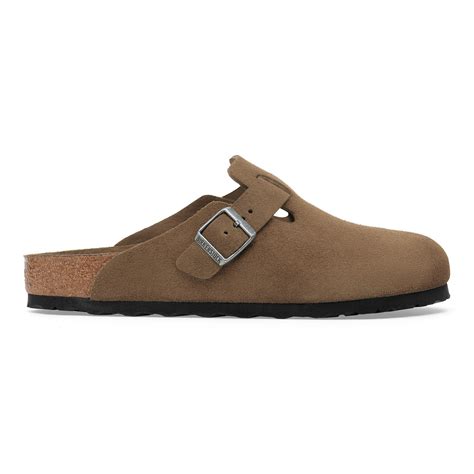 Boston Soft Footbed Suede Leather In Color Dark Tea Tonal Birkenstock Uk
