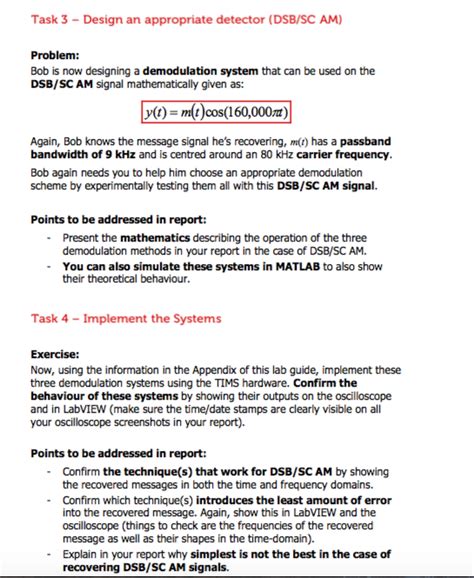 Task 3 Design An Appropriate Detector Dsb Sc Am