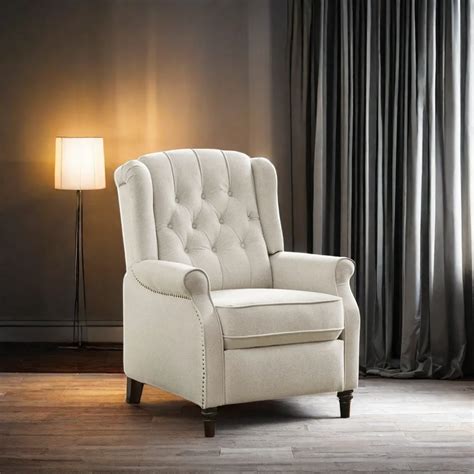 Modern Fabric Recliner Armchair Pushback Design For Home Office Living Room Bedroom Or Dining