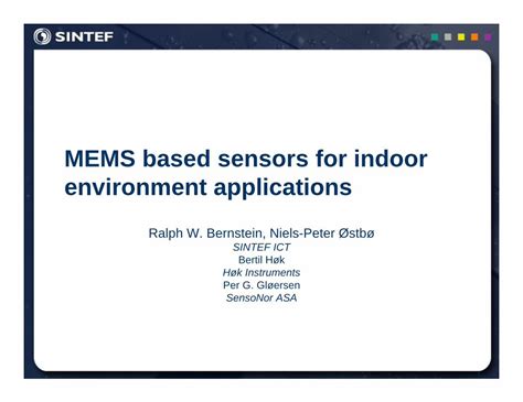 Pdf Mems Based Sensors For Indoor Environment Applications Ralph
