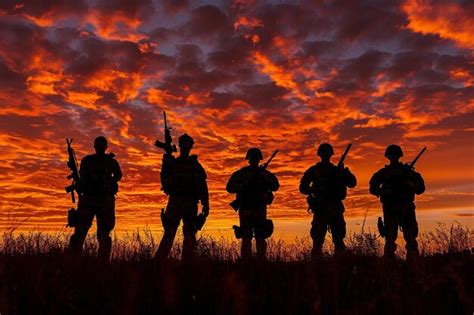 Premium Ai Image A Group Of Soldiers Standing On Top Of A Grass