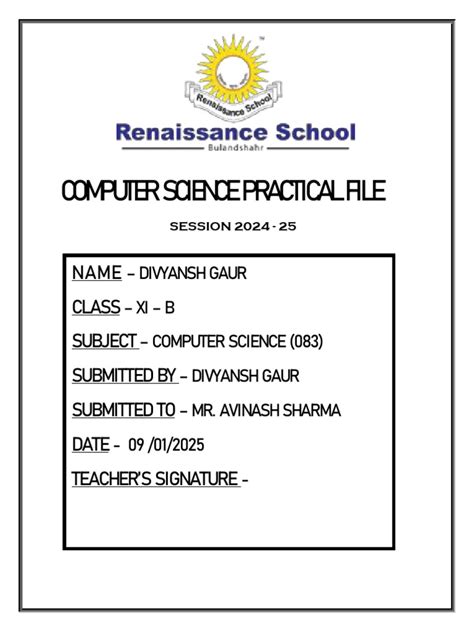 Computer Science Practical File Pdf