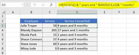 month to year calculator in excel