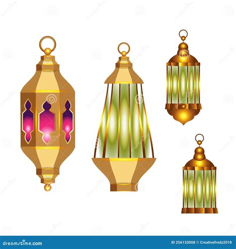 Lamp Lantern Set Vector Art Stock Vector Illustration Of Symbol