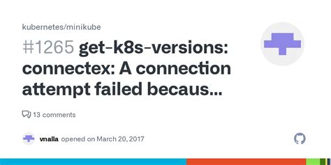Get K8s Versions Connectex A Connection Attempt Failed Because The