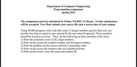 Department Of Computer Engineering Programming