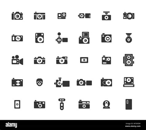 Camera Solid Icon Set Vector Illustration Stock Vector Image And Art Alamy
