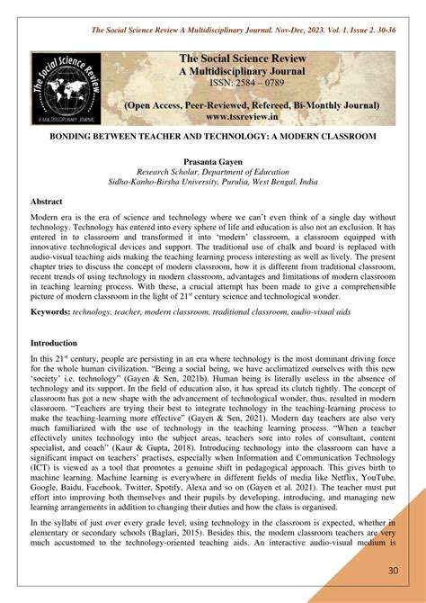 Pdf Bonding Between Teacher And Technology A Modern Classroom