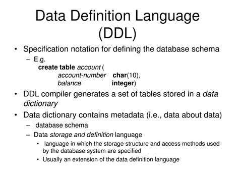 PPT Data Definition Language DDL PowerPoint Presentation Free Download ID
