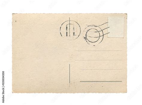 Old Vintage Aged Empty Paper Postcard Texture With Faded Stamp Print