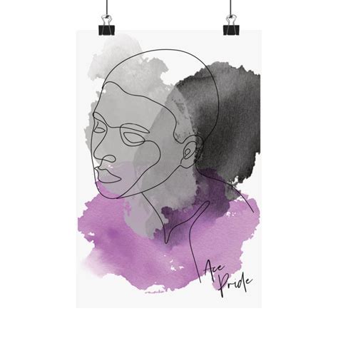 Vertical Poster Asexual Ace Pride Watercolor Lineart Nonbinary Person