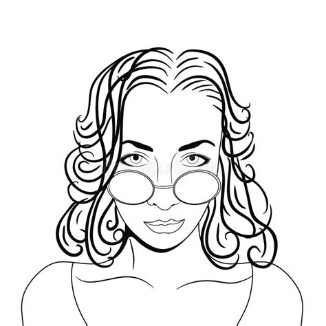 Woman With Glasses Portrait Sketch Stock Vector Illustration Of Lips