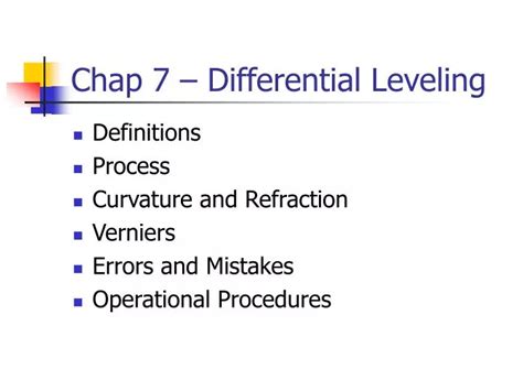 PPT Chap Differential Leveling PowerPoint Presentation Free Download ID