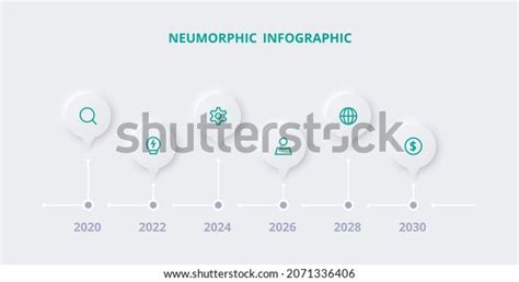 Neumorphic Flow Chart Infographic Creative Concept Stock Vector