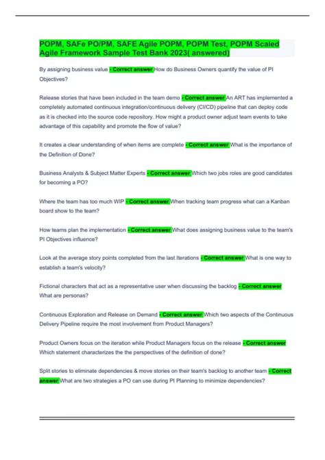 POPM SAFe PO PM SAFE Agile POPM POPM Test POPM Scaled Agile