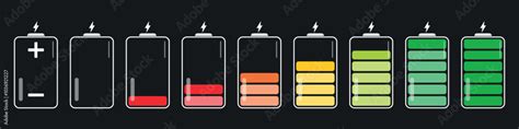 Collection Of Different Battery Charge Indicators Discharged And Fully