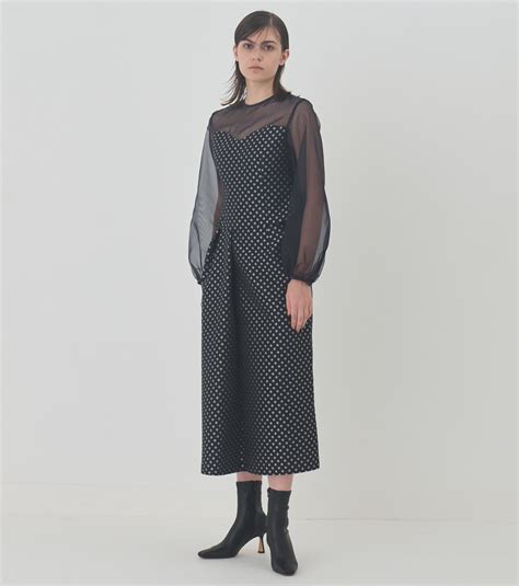 ル シェル ブルー Le Ciel Bleu Sheer Dot Blouse Navy 36の通販 Restir リステア