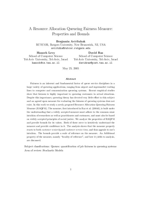 pdf a resource allocation queueing fairness measure properties and