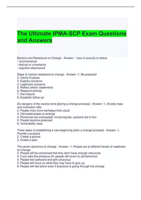 The Ultimate IPMA SCP Exam Questions And Answers IPMA SCP Stuvia UK