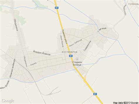 Карта на Костинброд Улици надморска височина координати времето снимки хотели