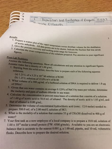 Solved Prepare A Scatter Plot Of The Vapor Temperature