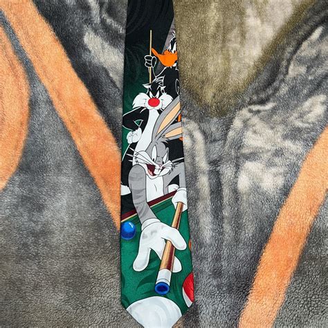 Vintage Looney Tunes Playing Pool Tie Depop