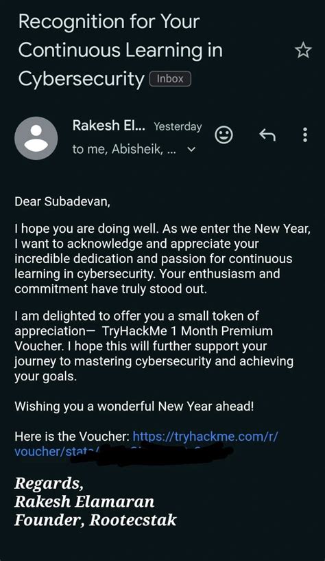 subadevan c on linkedin cybersecurity 30daychallenge gratitude recognition tryhackme…