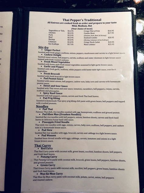 Menu At Thai Pepper Restaurant Fort Pierce
