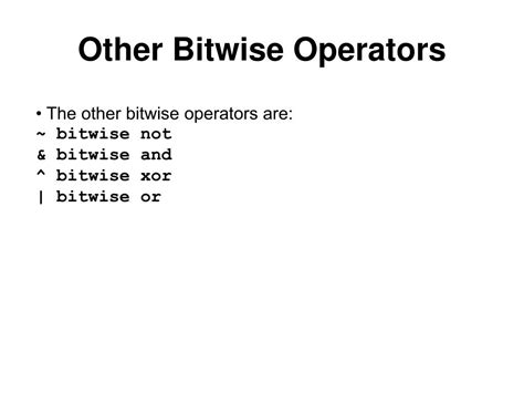 Ppt Understanding Bitwise Operators And Shifts In Low Level Programming Powerpoint