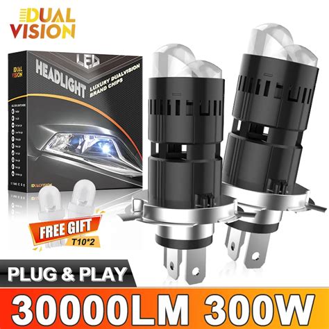 2 шт. H4 Bi светодиодная лампа для проектора Canbus Lenes Мини супер ...