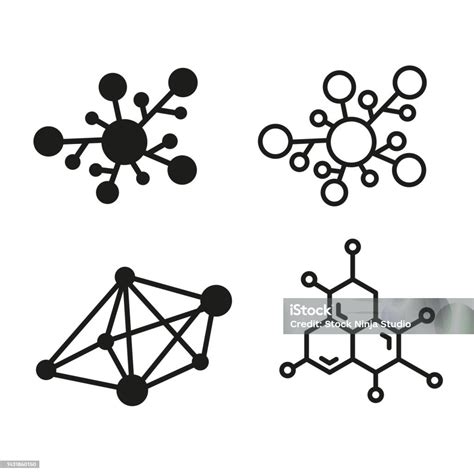 플랫 스타일 벡터의 분자 구조 아이콘 과학 화학 의료 교육 프로젝트 화합물에 대한 스톡 벡터 아트 및 기타 이미지 화합물