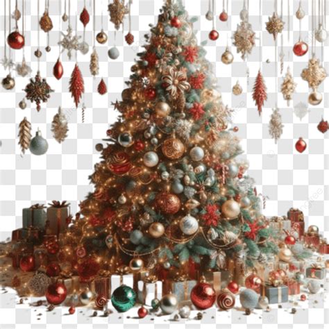 투명한 배경에 장식품과 장식이 있는 크리스마스 트리 투명한 배경에 장식품과 장식이 있는 크리스마스 트리 장식품이 있는 크리스마스 트리 투명한 배경의 장식 Png