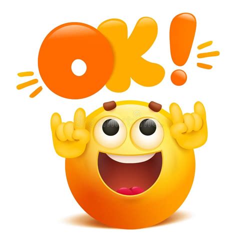 Emoticon With Ok Sign Vector Emoji Stock Vector Illustration Of Thumb