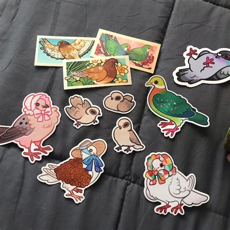 Chibi Ring Necked Dove Stickers Etsy