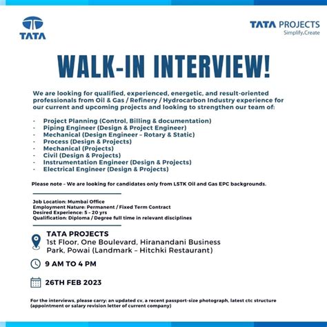 Walkininterview Tataprojects Tatajobs Ramesh Padmanabhan 165 Comments