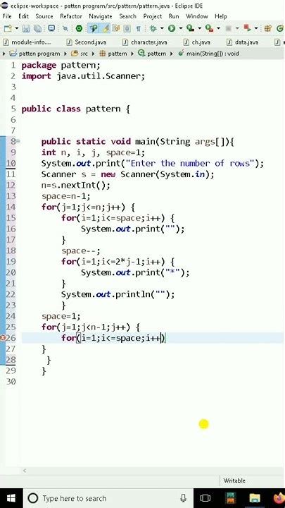 Diamond Pattern Program Using Java Shorts Tamil Java Youtube