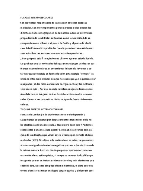 Documento 3 Fuerzas Intermoleculares Pdf Polaridad Química