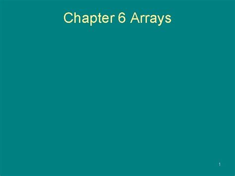 Chapter 6 Arrays 1 Introducing Arrays Array Is