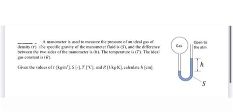 Solved A Manometer Is Used To Measure The Pressure Of An Chegg Com
