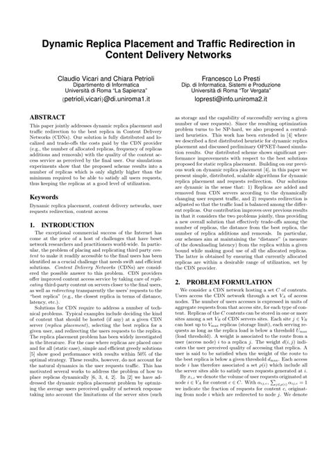 Pdf Dynamic Replica Placement And Traffic Redirection In Content Delivery Networks