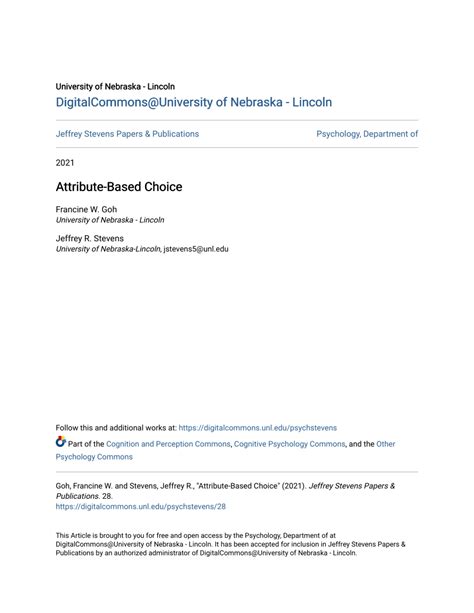 Pdf Attribute Based Choice