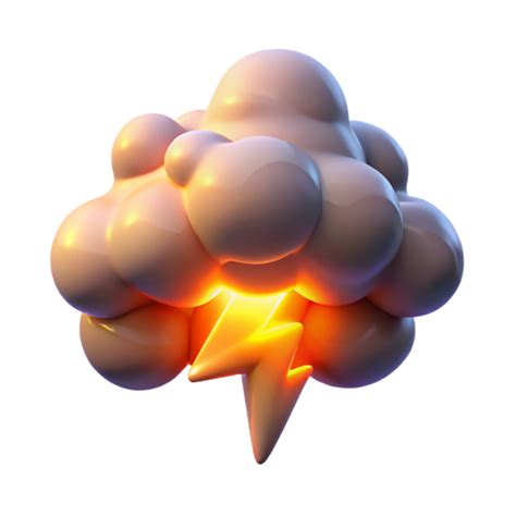 Glowing Cloud With Lightning Bolt 3d Render 56553134 Png